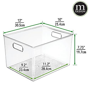 mDesign Plastic Storage Organizer Container Bin, Household Organization for Cabinet, Counter, Drawer, Cubby, and Cupboard, Holds Clothing, Linens, Toys, and Essentials, Ligne Collection, 4 Pack, Clear