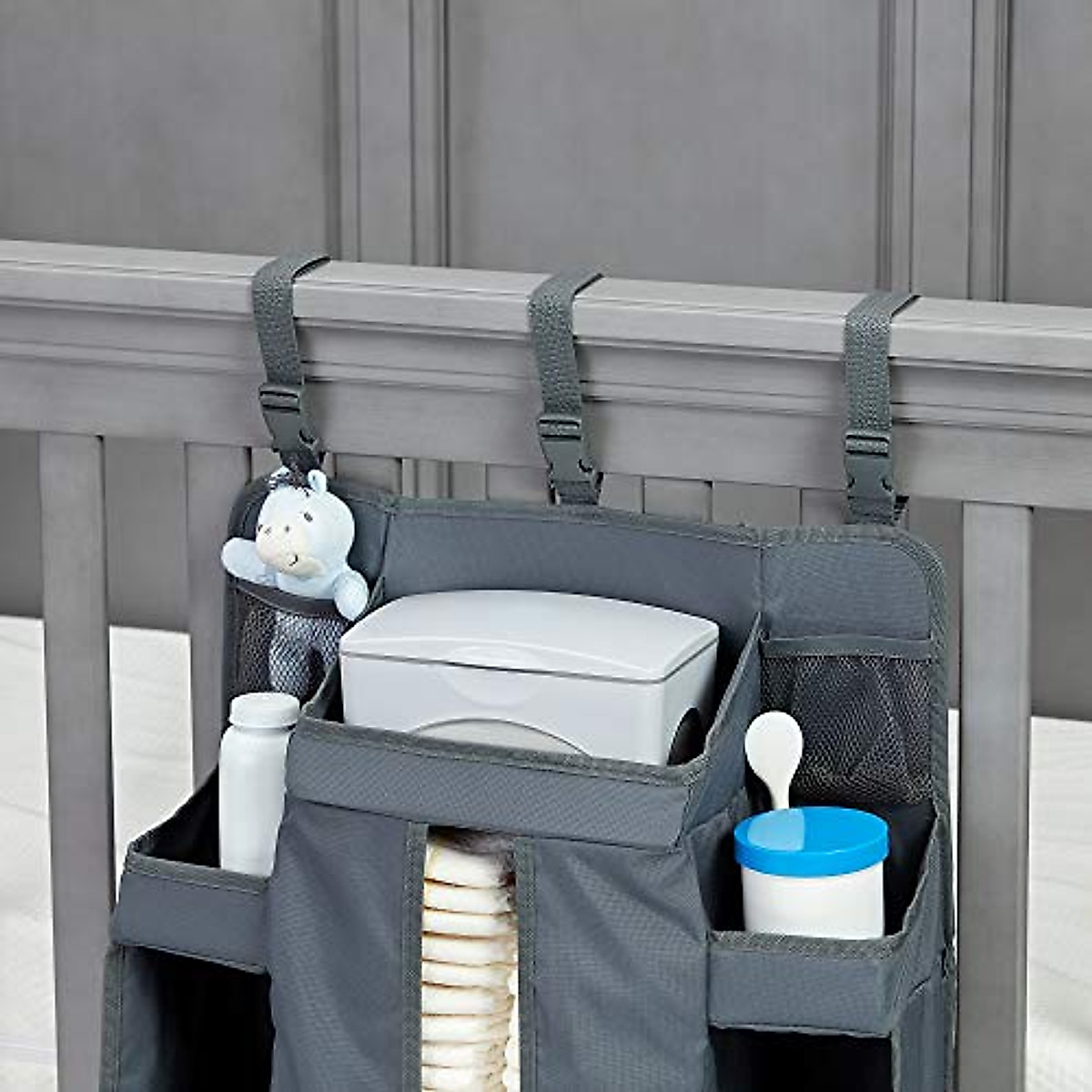 hiccapop Diaper Wipes Dispenser Baby Wipes Case | Baby Wipe Holder Keeps Wipes Fresh | Non-Slip, Easy Open & Close Wipe Container (Gray w/Clear Window)