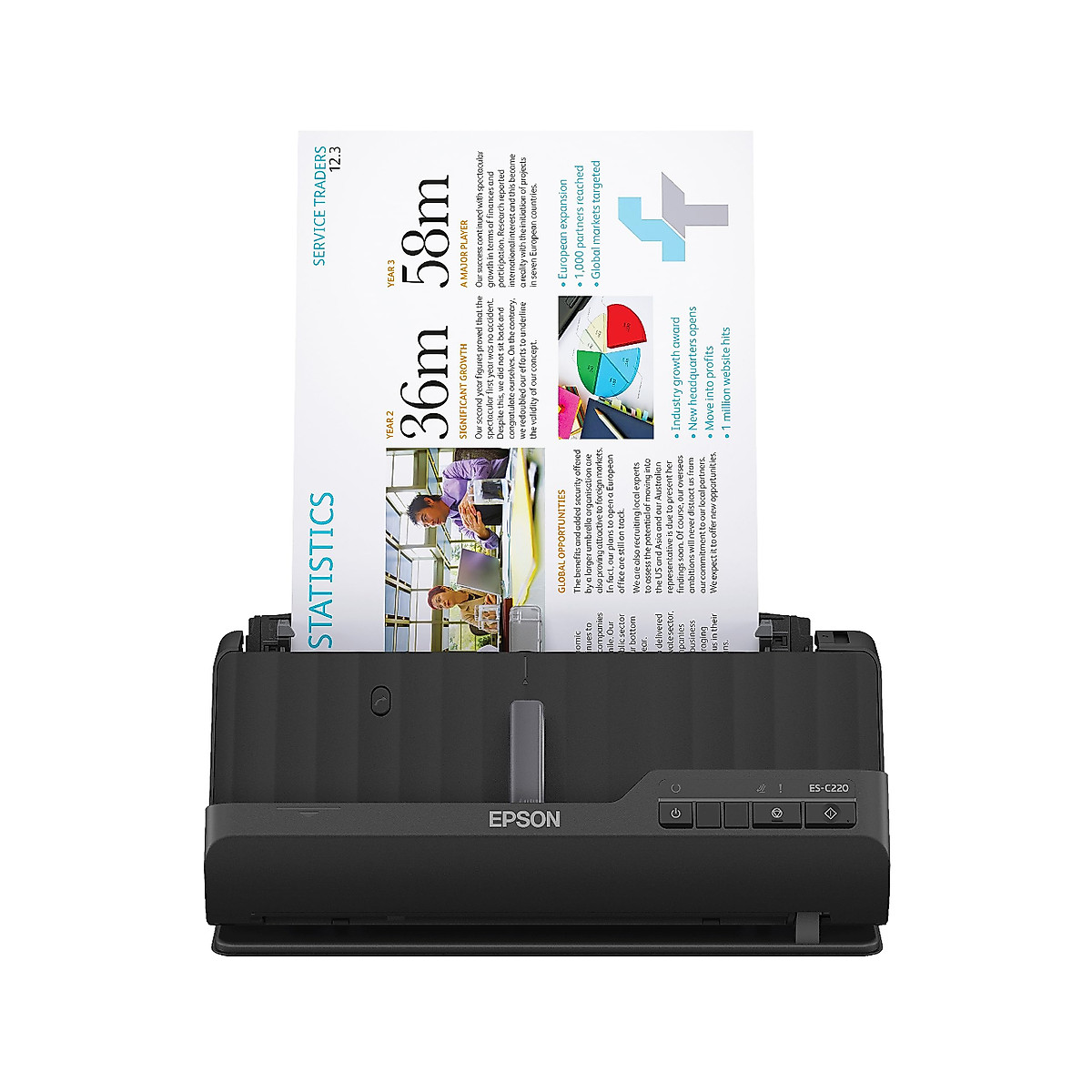 Epson Workforce ES-C220 Compact Desktop Document Scanner with 2-Sided Scanning and Auto Document Feeder (ADF) for PC and Mac