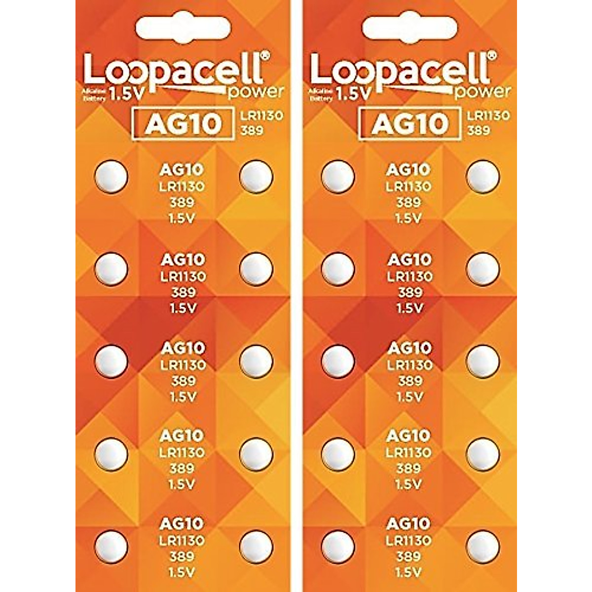 LOOPACELL AG10 LR1130 389 Alkaline Watch Batteries X 20