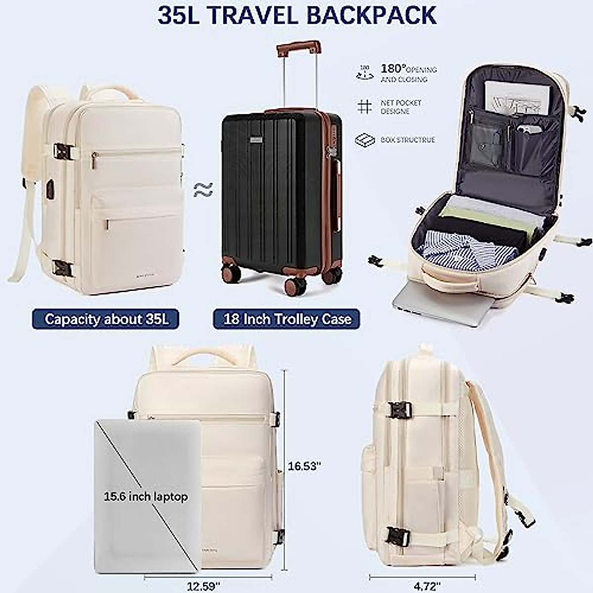 BOSTANTEN Crossbody Bags for Women ＆ Travel Backpack for Women- Flight Approved Carry On Backpack