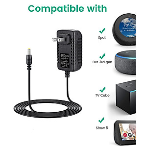 15W Power Cord Adapter Replacement for Alexa Echo Spot, Echo Dot 3rd Gen and 4th Gen