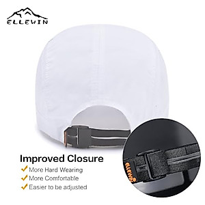 ELLEWIN Unisex Baseball Cap UPF 50 Unstructured Hat with Foldable Long Large Bill, A-white-ellewin Logo, M-L-XL