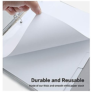 5-Tab Binder Dividers, HERKKA 3 Ring Binder Dividers with Reinforced Edge, 3 Hole Punch Section Index Dividers for Binders, 1/5-Cut Tabs, Letter Size, White, 120 Dividers