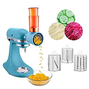 Stainless Steel Slicer Shredder Attachment for KitchenAid Stand Mixer, Cheese Grater KitchenAid, Slicer Accessories with 3 Blades (Cyan)