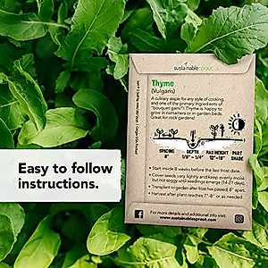 Culinary Herb Seeds for Planting Variety 7 Pack — Includes Basil, Parsley, Thyme, Oregano, Cilantro, Chives, Dill Seeds for Planting — Herb Garden Starter Kit — Herb Garden Seeds, Non GMO