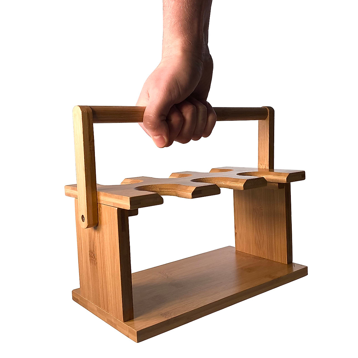 June Sizzle Whiskey Glass Holder Set and Drying Rack Gift - Whisky Glasses Cup Storage or Display Stand - Hardwood Bamboo Caddy Old Fashioned - Complete with 4 Chilling Stones