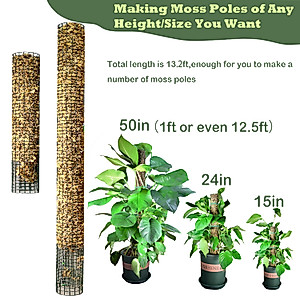 chicarry Moss Pole DIY Kit, Metal Moss Pole for Plants Monstera, 4Pcs 8.3in×3.3ft Steel Moss Pole Mesh with Plier, Cable Ties, Max 7Pcs 23" Sphagnum Moss Pole (13.2FT Wire Mesh with Plier)