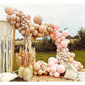Dusty Rose Pink Nude Peach Neutral Brown Ivory White Boho Balloons Balloon Garland Kit, Boho Neutral Birthday Wedding Baby Shower Party Decorations for Girl
