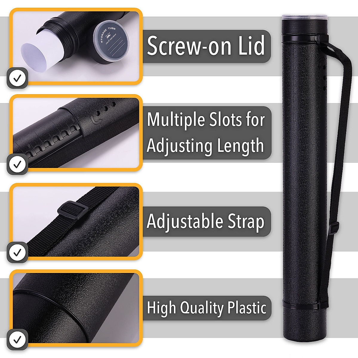 Mr. Pen- Poster Tube, Black, Extendable Poster Tube with Strap, Poster Carrying Case, Telescoping Tube, Art & Poster Transport Tubes, Poster Tubes for Storage, Poster Holder Tube, Blueprint Tube