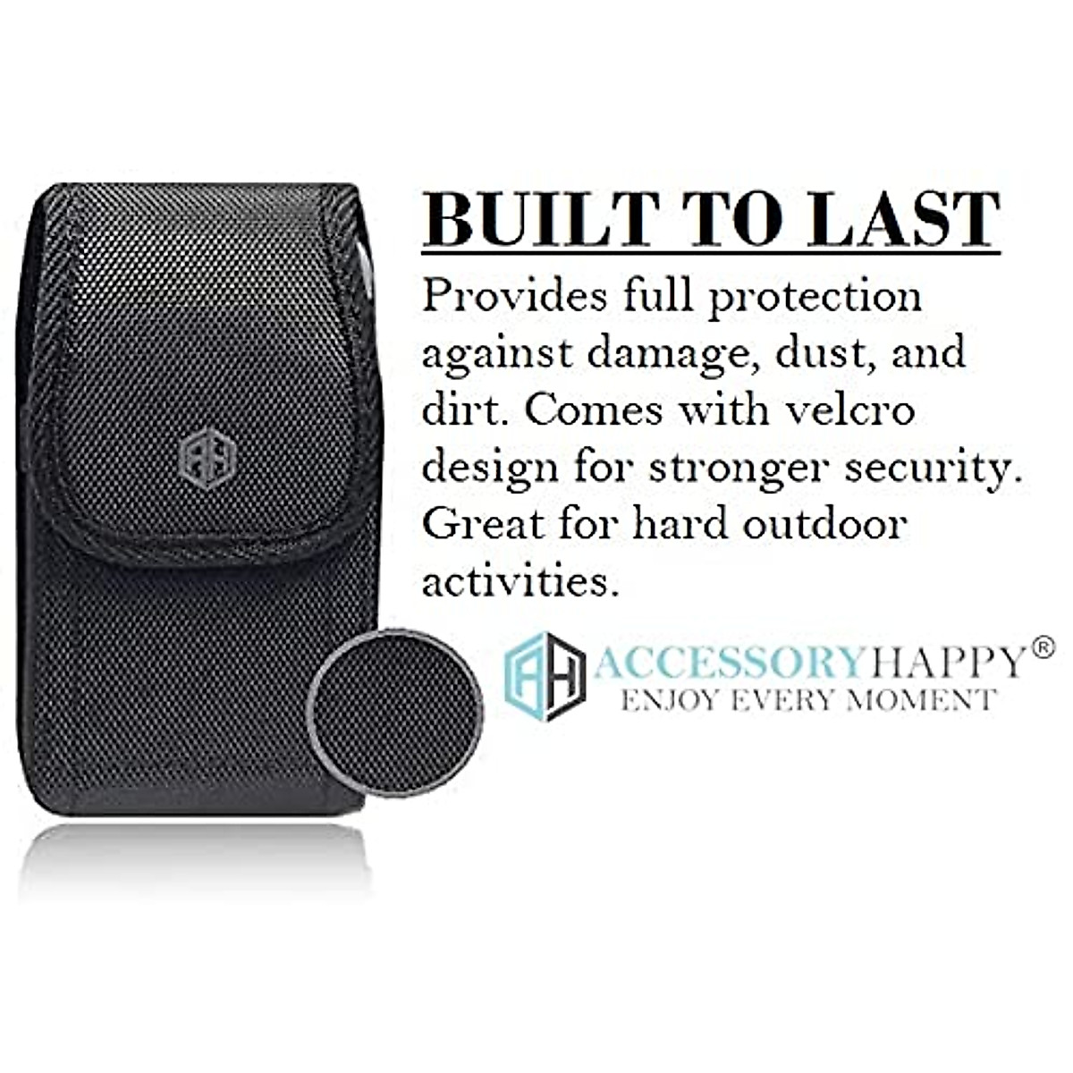 AH Military Grade Cell Phone Pouch Clip Holster Holder w/Belt Loop for iPhone 8 Plus 13 Pro Max 15 Plus, S24 Ultra Nylon Canvas Construction Cell Phone Holsters Fits Cell Phone w/Otterbox (Large)