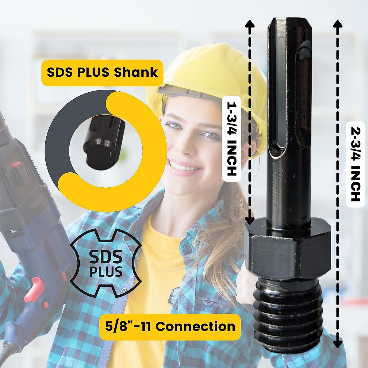 Drilax Core Drill Bit Adapter 5/8"-11 Female to 1-1/4"-7 Male 5/8 Arbor for 1-1/4"-7 to 5/8-11 Female Core Drill Adapter Standard Tools Concrete Bit Water Adapter (5/8"-11 Female to 1-1/4"-7 Male)
