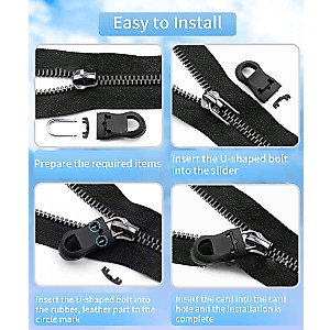 Zipper Pull, Universal Zipper Pull Replacement Kit, Removable Zipper Pulls Tab Replacement (20 Pcs), Black Zipper Pulls for Jackets, Luggage, Backpacks, Purses, Boots, Pants, Tents, (3 Styles 4 Sizes)