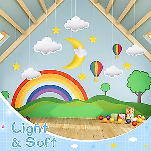 16 Pcs 3D Cloud Hanging for Ceiling Decorations Star Moon Decorations Felt Fake Cloud Party Ornaments Star Moon Props for Nursery Children Room Baby Room Art Wedding