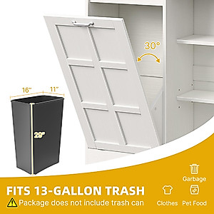 DWVO Kitchen Pantry Cabinet, Trash Can Cabinet Fits 13 Gallon Tilit Out Can,Kitchen Storage Cabinet with Drawers and Door, Freestanding Cupboard White Oak