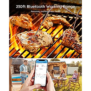 Govee Bluetooth Meat Thermometer, 230ft Range Wireless Grill Thermometer Remote Monitor with Temperature Probe Digital Grilling Thermometer with Smart Alerts for Smoker Cooking BBQ Kitchen Oven