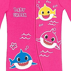 Pinkfong Baby Shark Infant Baby Girls 2 Pack Zip Up Sleep N' Play Coveralls Pink/Gray 24 Months