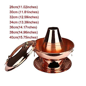 Chafing Dishes Chinese Traditional Old Beijing Charcoal Copper Hot Pot, Pot Shabu, Camping Home Use，Cook Cooking for Unusual Gift (Color : Brass, Size : 30cm)