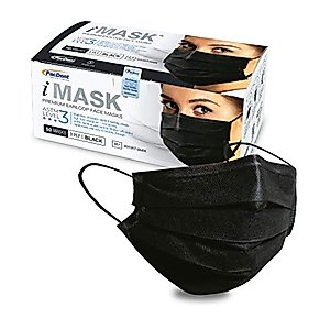 Pac-Dent MASKT-06BK-A iMask Premium ASTM Level 3 Face Mask, Black, Pack of 50