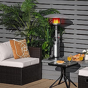 Tangkula Tabletop Propane Patio Heater, 11,000 BTU Portable Outdoor Heater W/Adjustable Flame, Simple Ignition System, Tipping-Over Protection, Ideal for Courtyard, Garden, Patio Restaurant (Silver)