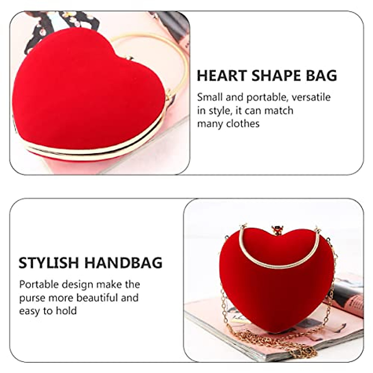 1pc Clutch Party Tote Pouch Elegant Without Storage Chain Portable Shoulder Shape Banquet Evening Handmade Handbag Wedding Girls Purse Gifts Red Mini Capacity Bag Women Lady Large