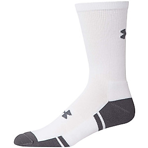 Under Armour Adult Resistor 3.0 Crew Socks, Multipairs , White/Graphite (12-Pairs) , X-Large