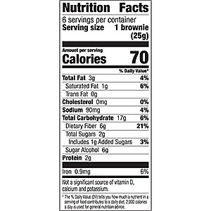 Fiber One 90 Calorie Brownie Chocolate Fudge 0.89 oz Brownies 6 ct Box