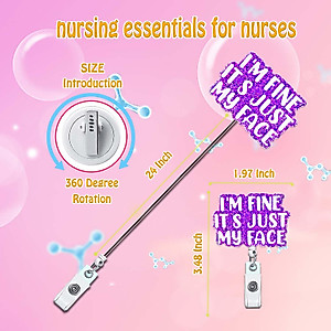 ANDGING Funny Nurse Badge Reels Retractable for Nurses, I'm Fine It's Just My Face Nurse Badge Reel Holder Nursing Acrylic Cute Badge Clips RN LPN CNA Medical ID Card Badge Holder Office Accessories