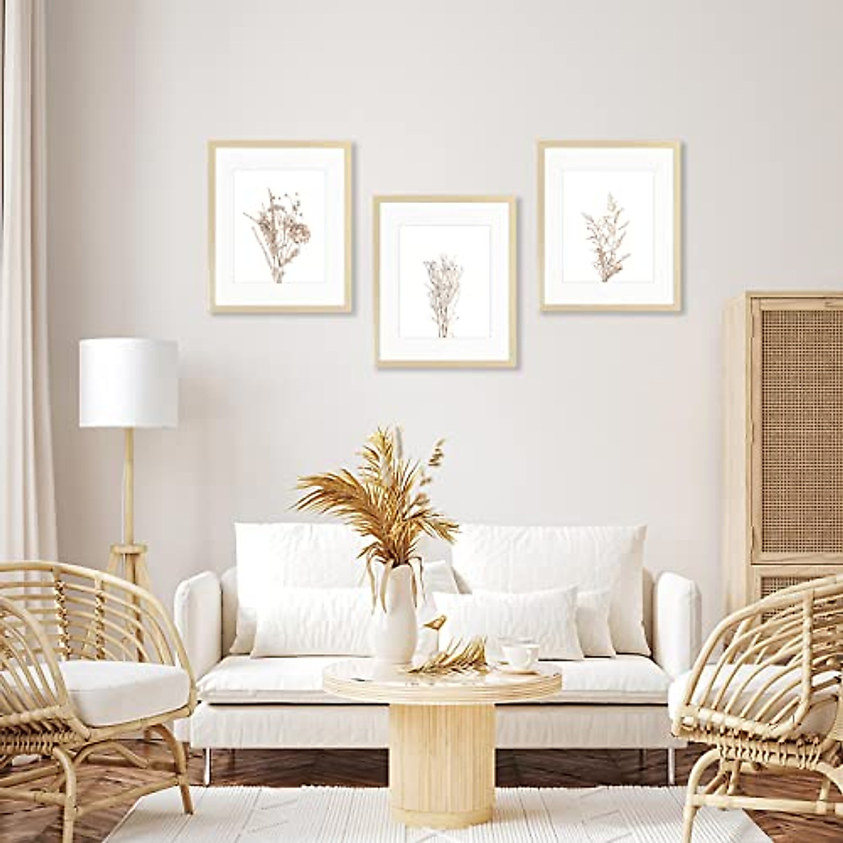 Botanical Wall Art Framed, Boho Wall Art Farmhouse Decor, Rustic Plant Wall Pictures Paintings, Modern Minimalist Boho Theme Art Prints Ready To Hang for Living Room Bedroom Bathroom Kitchen Boho Room Decor (11x14Inch,Framed Wall Art)