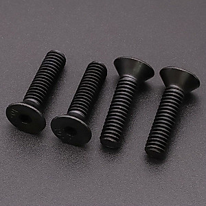 RoyceMart M6 x 20mm (30 Pack) Flat Head Socket Head Cap Screws, Grade 10.9 Black Oxide Finish, Machine Screws Full Thread Coverage