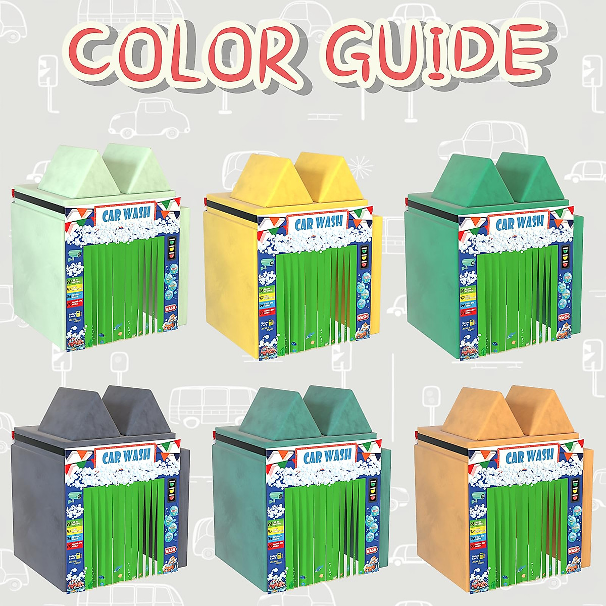 DLOREUK Play Panel for Kids Play Couch Foam Sofa Childrens Home Play Modular Couch (Sofa not Included) - Car Wash