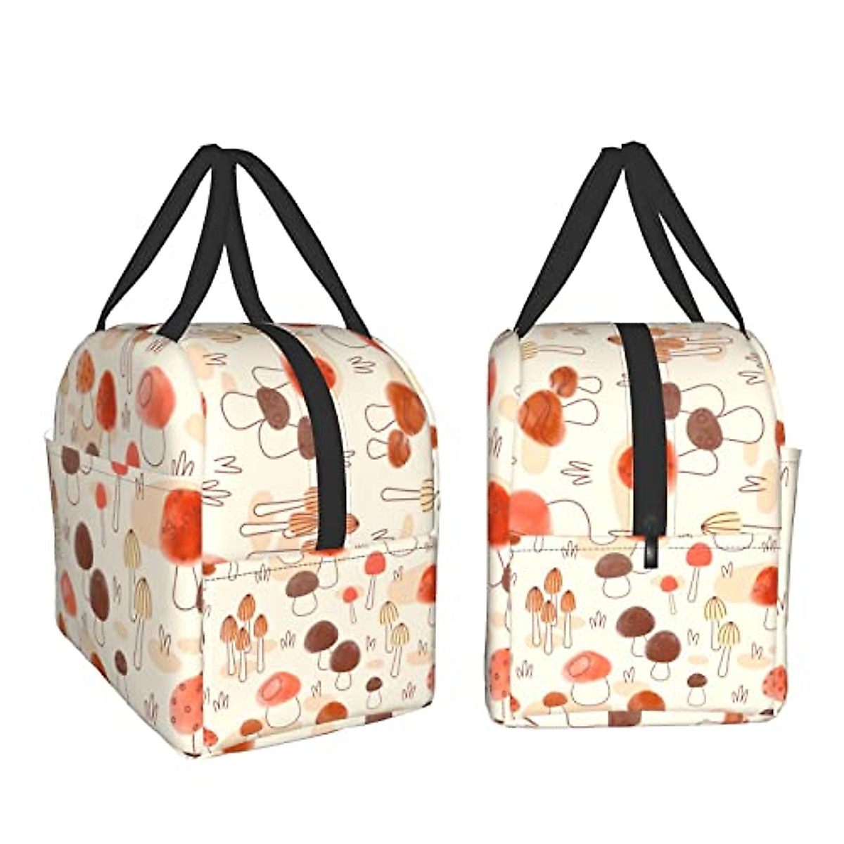 Senheol Cute Mushroom Print Lunch Box, Kawaii Small Insulation Lunch Bag, Reusable Food Bag Lunch Containers Bags for Women Men