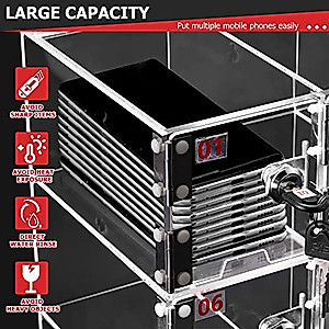 Consfly Cell Phone Locker Box Clear Cell Phone Lock Box 15 Slots Wall-Mounted Cell Phone Storage Cabinet with Keys for Office School Factory
