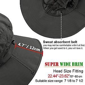 Cooltto Wide Brim Sun Hats with Waterproof Breathable for Fishing, Hiking, Camping，for Men Women Kids Dark Grey