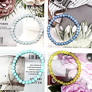 JEWPARK 12 PCS Gemstone 6mm Round Beads Bracelet Set Healing Crystal Stone Stretch Bracelets for Men Women Round Beaded Elastic Bracelets