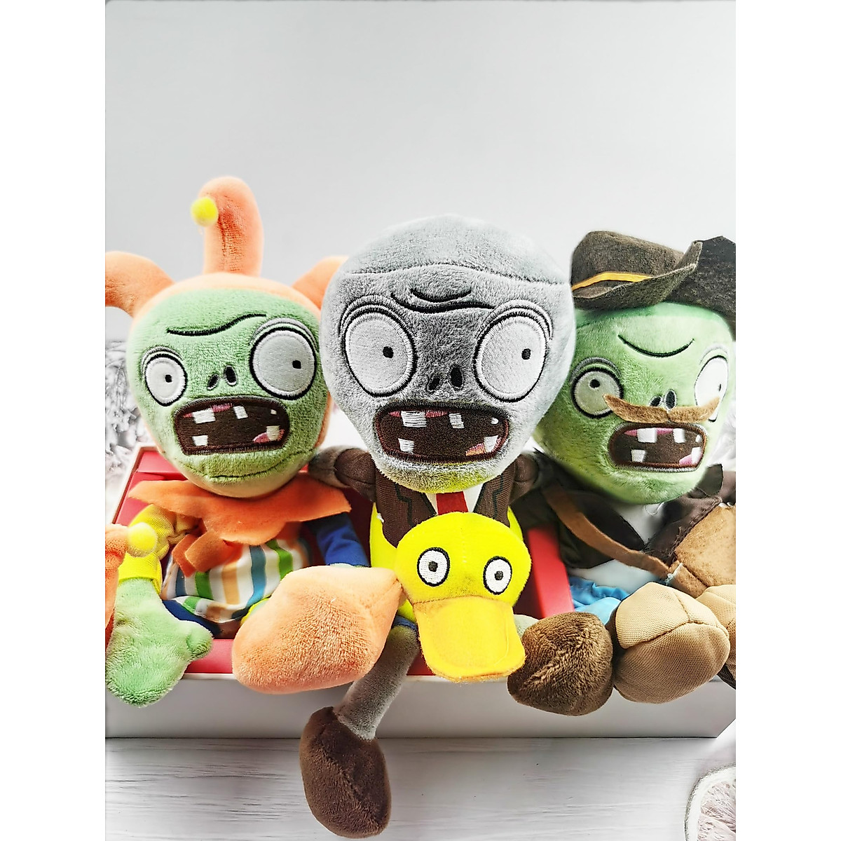 3 PCS Plants and Jester Plush Zombie Sets Toy Postman, 1 2 Stuffed Soft Jester Zombie Doll, Duck Zombies PVZ Plush Figure Doll New