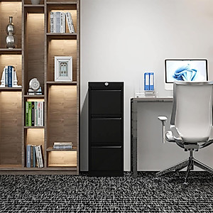 Aobabo 4 Drawer Filing Cabinet, Metal Storage Cabinet for Hanging Files, Steel Filing Cabinet for Home Office, 52.36in, Black