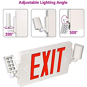 8 Pack Double Sided LED Emergency EXIT Sign Combo, Two LED Lights, Backup Battery, US Standard Red Letter Emergency Exit Lighting, Commercial Grade, 120-277V, Fire Resistant (UL 94V-0)