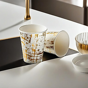 SILVER SPOONS (18 - Pack 9 Oz.) Elegant Disposable Coffee Cups - Drinking Hot Cups For Coffee, Tea, Hot Chocolate & All Sort Of Beverages, Paper Coffee Cups, Gold