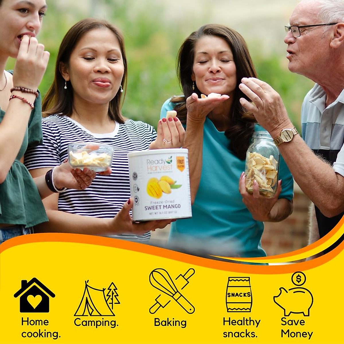 Ready Harvest Freeze-Dried Mango Freeze-Dried Fruit, Freeze-Dried Food Gluten Free Snacks, Fruit Snacks, Canned Food, Bug Out Bag Camping Essentials, Veggie Snacks #10 Can, 25-Year Shelf Life 397g