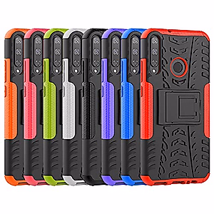 Huawei Y7P Case, Midcas Heavy Duty Dual Layer Hybrid Rugged Reinforced Corners Impact Protection Case Cover with Stand Function for Huawei Y7P / P40 Lite E Orange