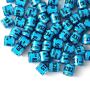 FULAIERGD 100Pcs Multicolor Aluminium Pigeon Leg Rings Dove Leg Rings Identify Bands Plastic with 2024 AU Training Identify Birds Foot Ring (Blue)