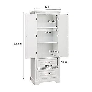 Teamson Home St James Linen Tower with 2 Doors and 2 Drawers with White Finish