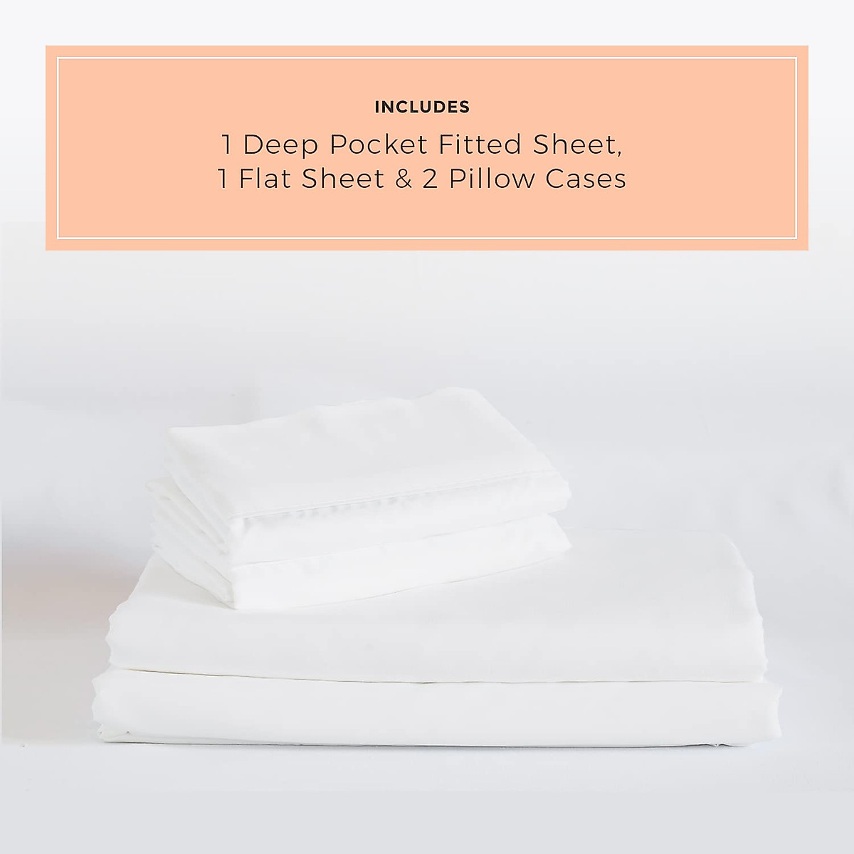 PeachSkinSheets Classic White Sheet Set - 1500tc Level of Softness - Extra Soft Cooling Sheets for Hot Sleepers and Night Sweats - Regular King Size