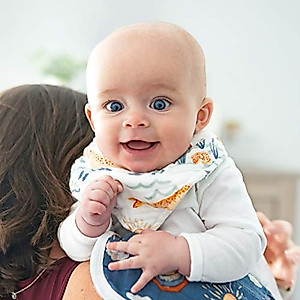 Bebe au Lait Classic Muslin Bandana Bib Set, Narwhal and Hello Sunshine , 2 Count (Pack of 1)