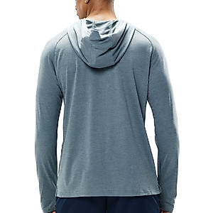 Haimont Men's UPF 50+ Sun Protection Hoodie Shirt Long Sleeve Rash Guard Fishing SPF Outdoor UV Shirt Lightweight, Haze Blue, XL