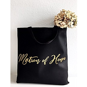 Matron of Honor gift Tote bag by Graceful Greeting Co Heavy Black Canvas keepsake