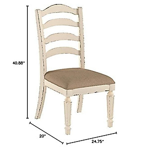 Signature Design by Ashley Realyn Dining Room Upholstered Chair 2 Count, Antique White