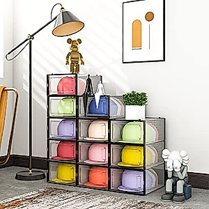QualiapeX Hat Organizer for Baseball Caps, Hat Storage Box Showcase, Baseball Caps Collection Display Boxes Stackable, Dust-proof for Closet Cap Holder(Pack of 8)