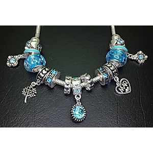 Falari Birthstone Bracelet Multi-Color Charm Beads Silvertone March OB07234-MAR